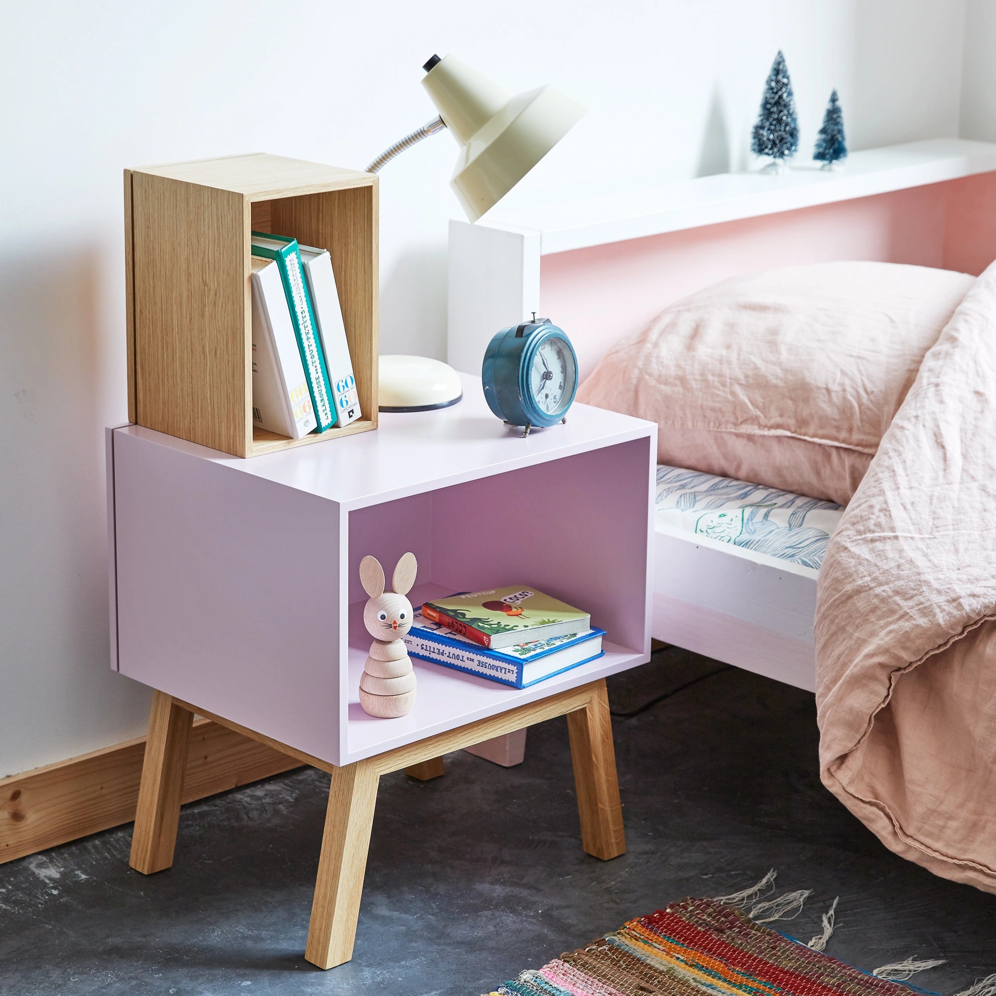 Sideboard 40 cm wide in pink & oak - RK186